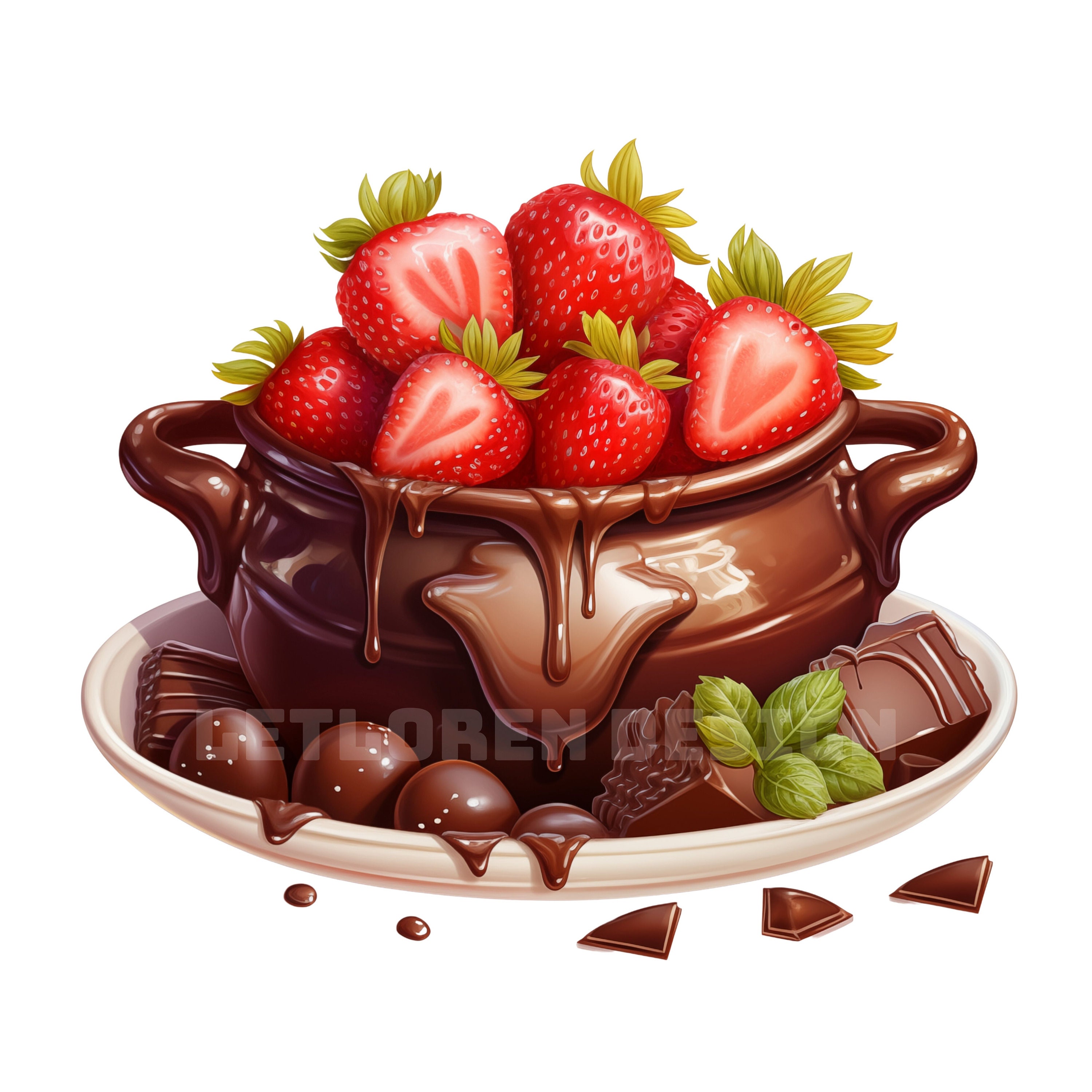 Chocolate Covered Strawberries Clipart PNG, Digital Download ...