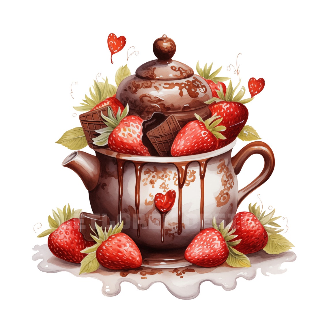 Chocolate Covered Strawberries Clipart PNG, Digital Download ...