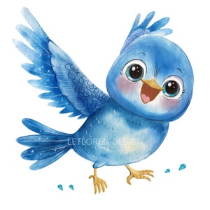 19 Cute Blue Birds Clipart, Funny Birds, Digital Clipart, Watercolor ...