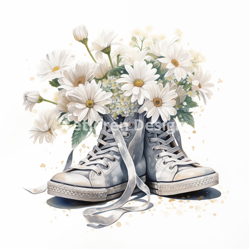 Converse Clipart, 10 Chuck All Star Sneakers, Watercolor Trainers ...