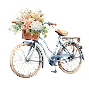 Floral Bicycles Clipart Set, 12 Vintage Bikes With Flowers Png, Wedding ...