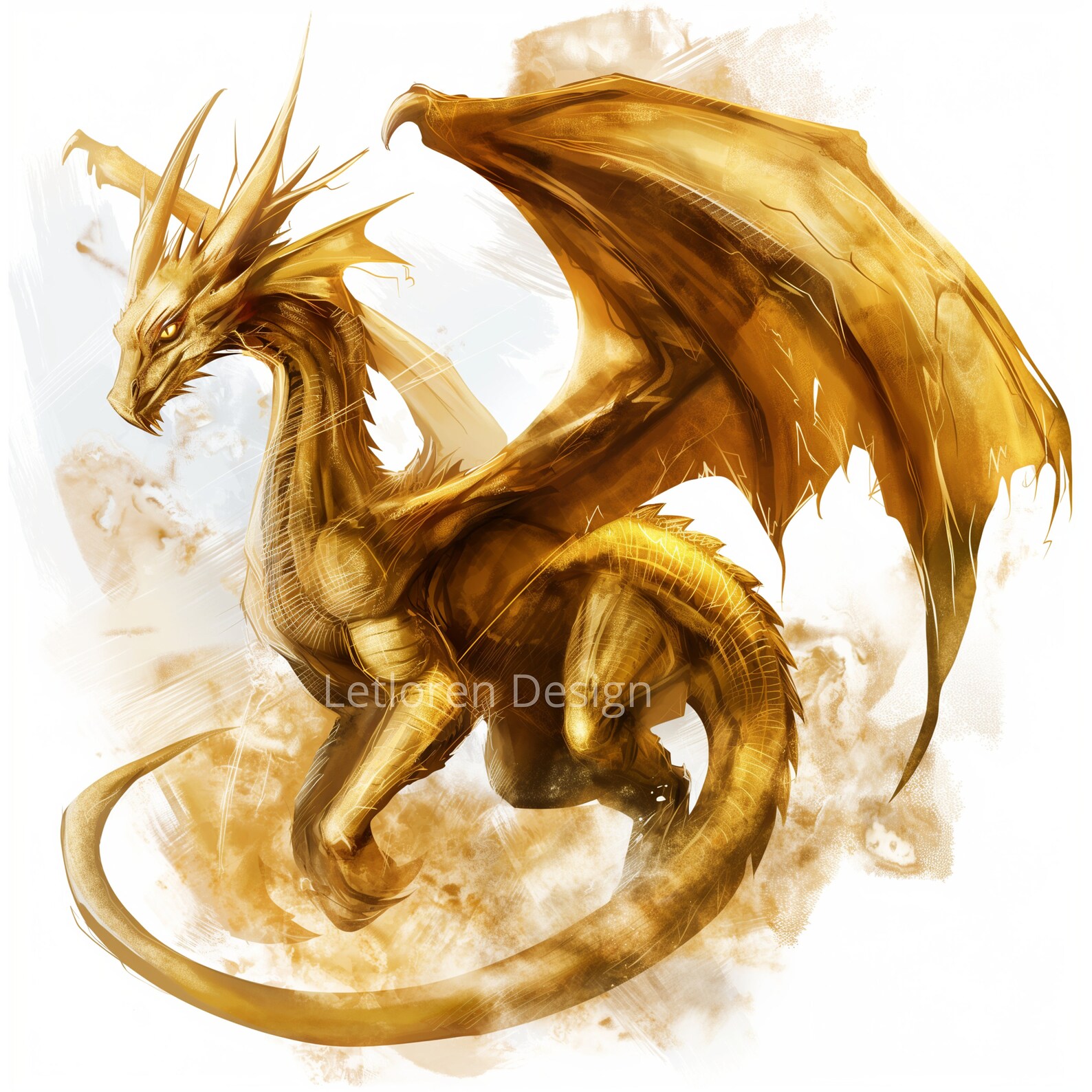 Golden Dragon Clipart, Chinese Dragon, Printable Clipart, High Quality ...