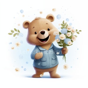 Watercolor Teddy Bear Clipart Bundle, Cute Bear, 15 High Quality Jpgs ...