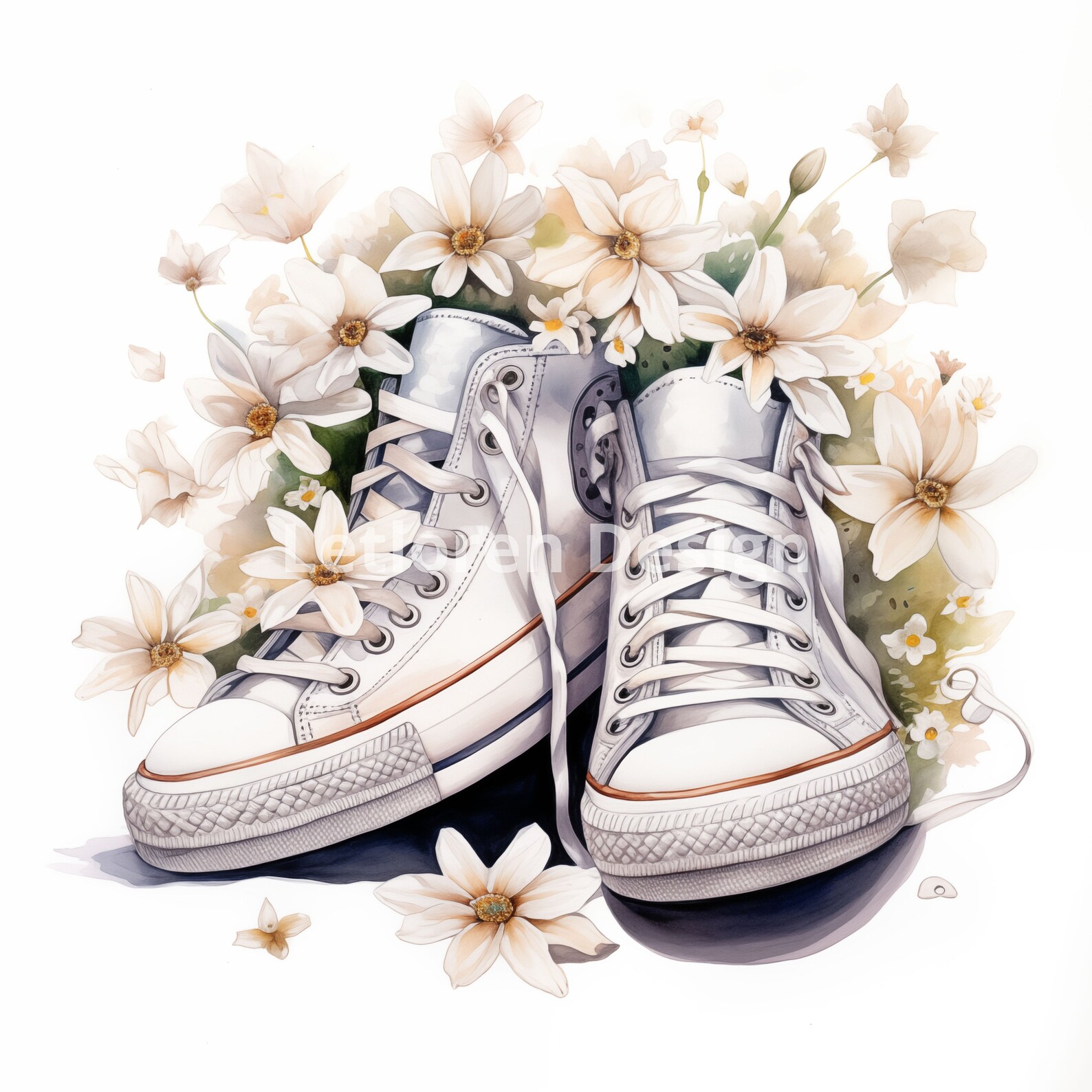 Converse Clipart, 10 Chuck All Star Sneakers, Watercolor Trainers ...
