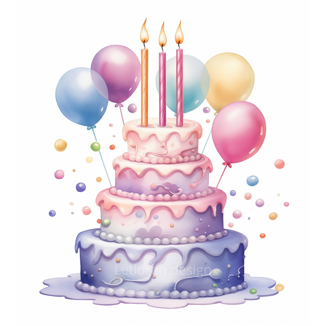 Pastel Birthday Cake Clipart Bundle, 10 High Quality JPG, Pastel ...