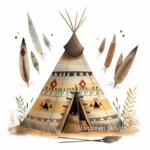 Native American Indian Tent Clipart, Boho Clipart, Printable Watercolor ...