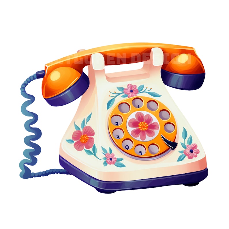 Vintage Phone Clipart, Retro Telephone, Printable Clipart, 14 High ...