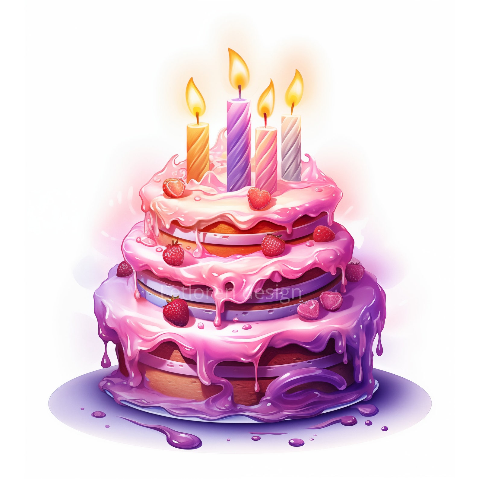 Pastel Birthday Cake Clipart Bundle, 10 High Quality JPG, Pastel ...