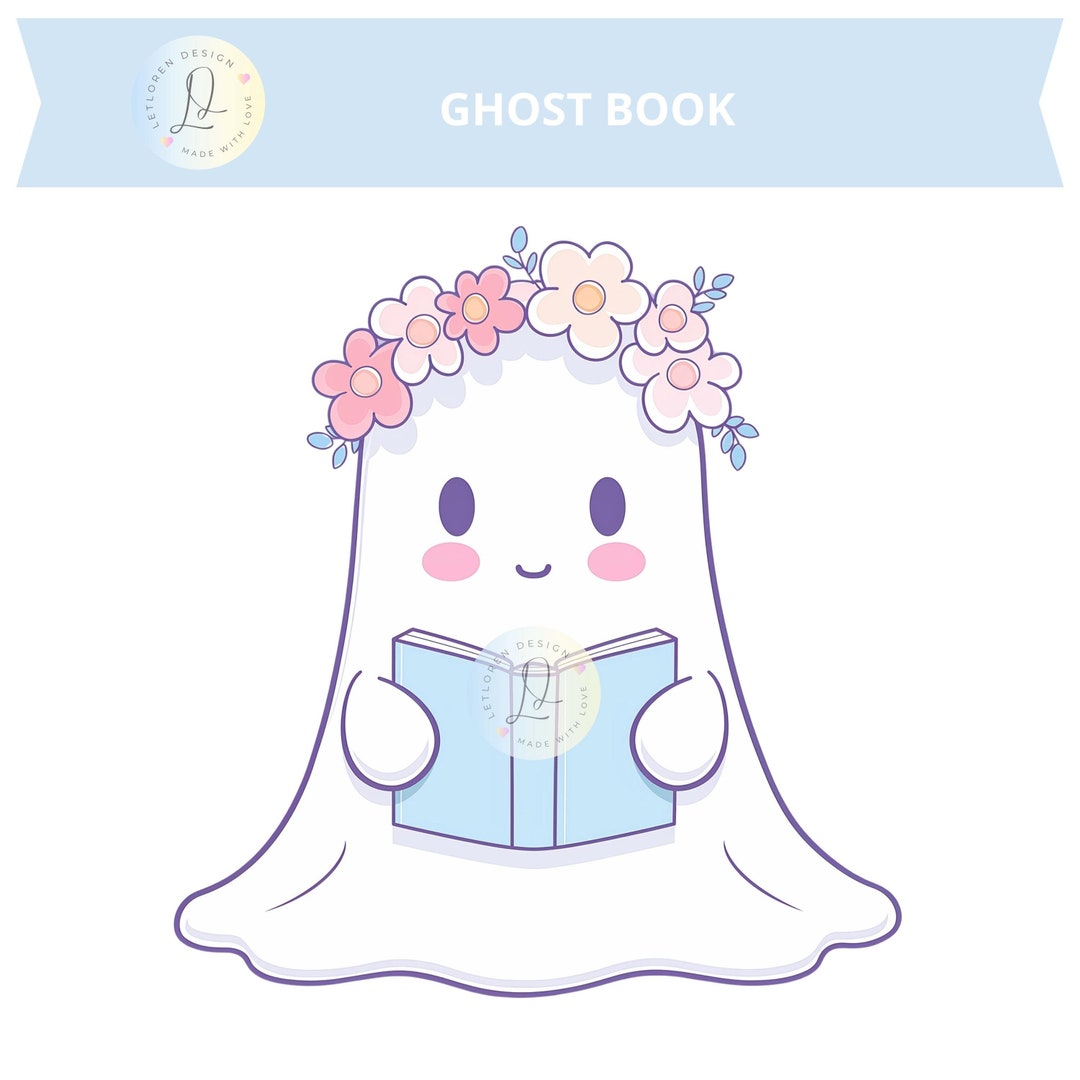 Cute Ghost Book Png, Retro Halloween Png, Ghost Halloween Png, Spooky ...