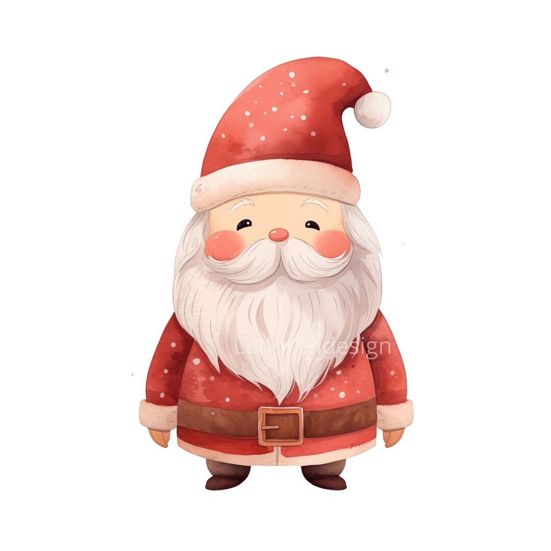 10 Santa Christmas Clipart, Watercolor Santa Clipart, Printable ...