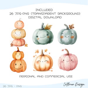Pastel Pumpkin Clipart, Kawaii Pumpkin PNG and JPG, Cute Fall ...