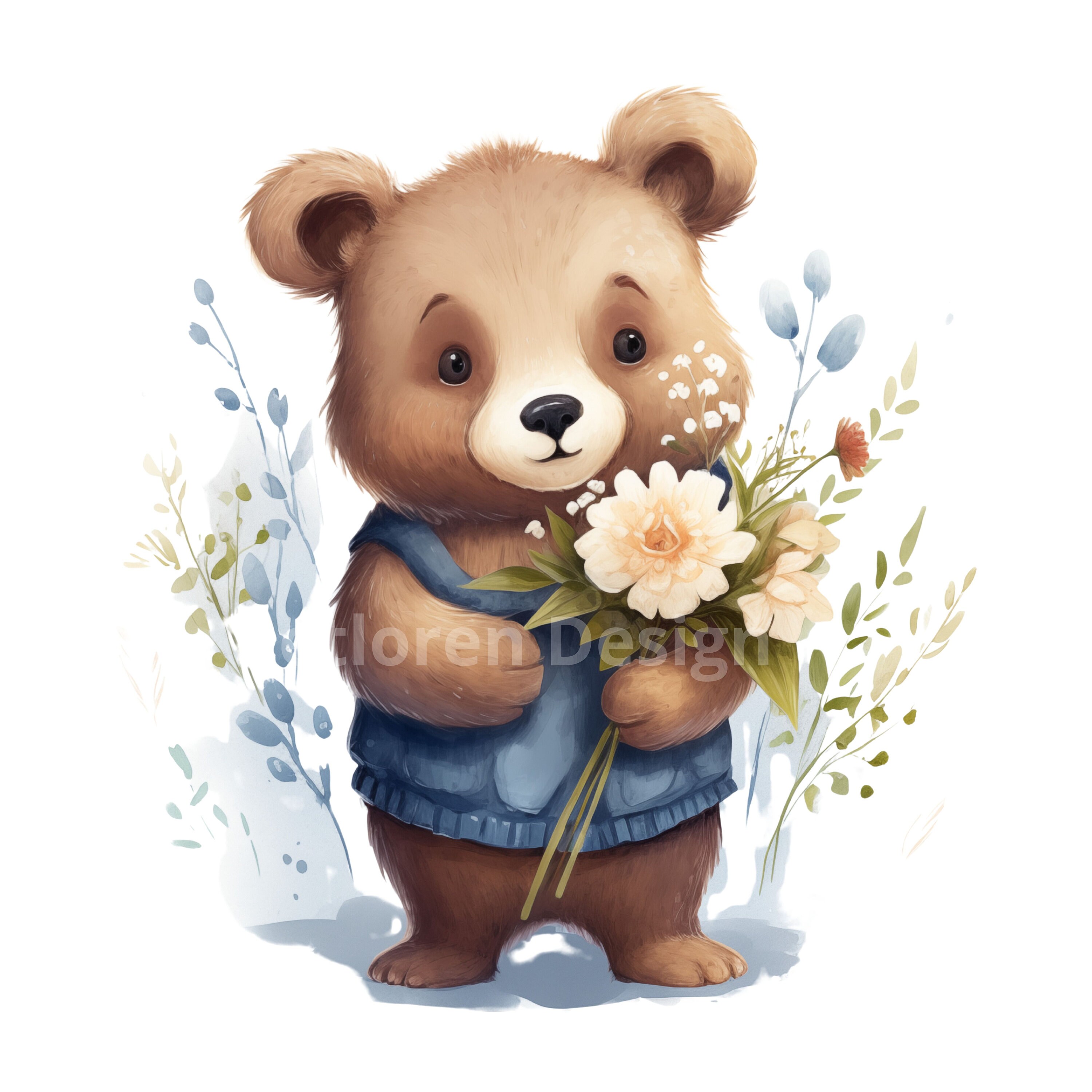 Watercolor Teddy Bear Clipart Bundle, Cute Bear, 15 High Quality Jpgs ...