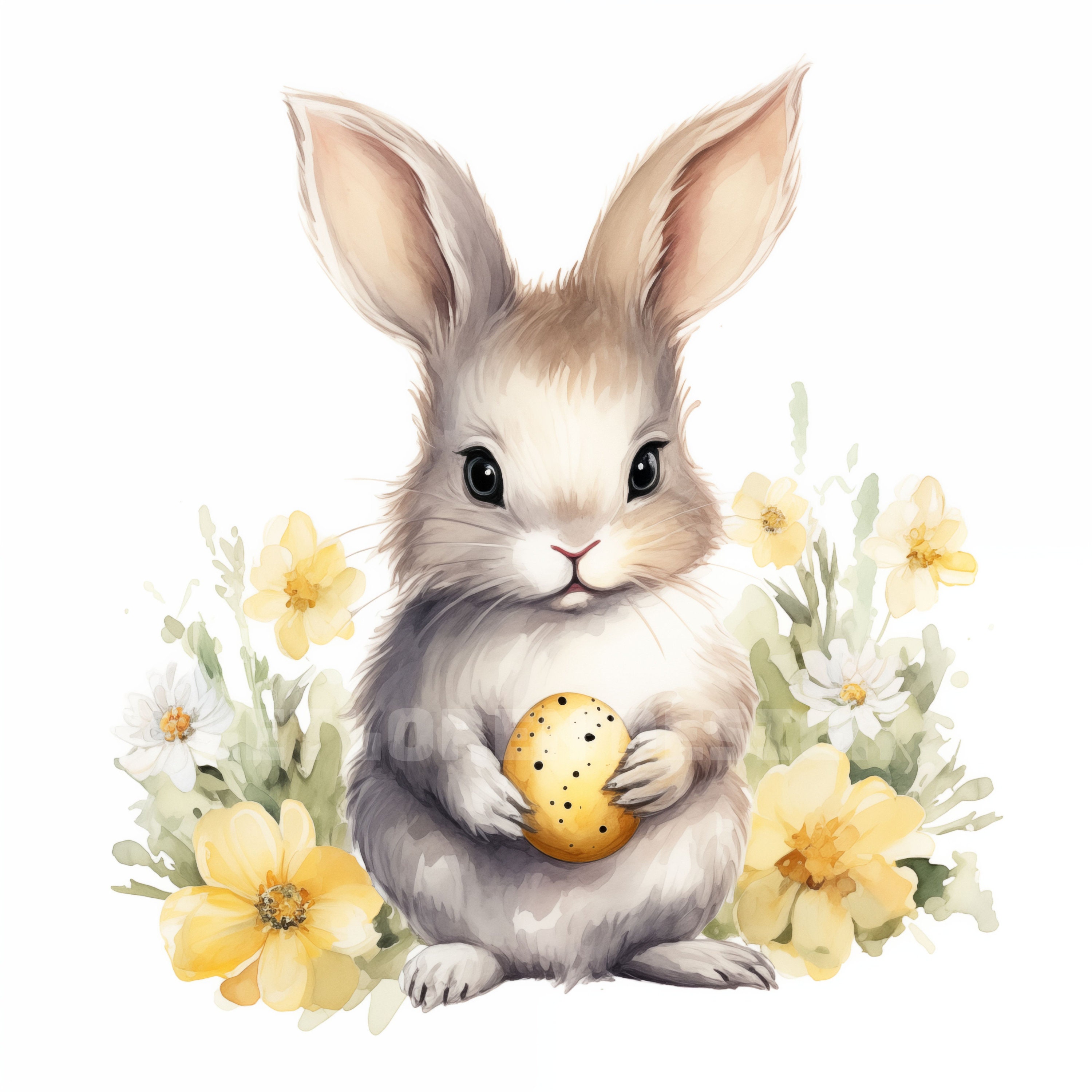 16 Easter Bunny Clipart, Rabbit Clipart, Printable Watercolor Clipart ...