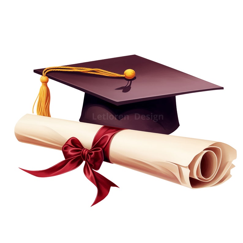 Set of 11 Graduation Clipart, Graduation Hat Bundle, Diploma and Scroll ...