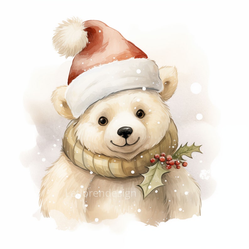 10 Christmas Bear Clipart, High Quality Jpgs, Cute Winter Clipart ...