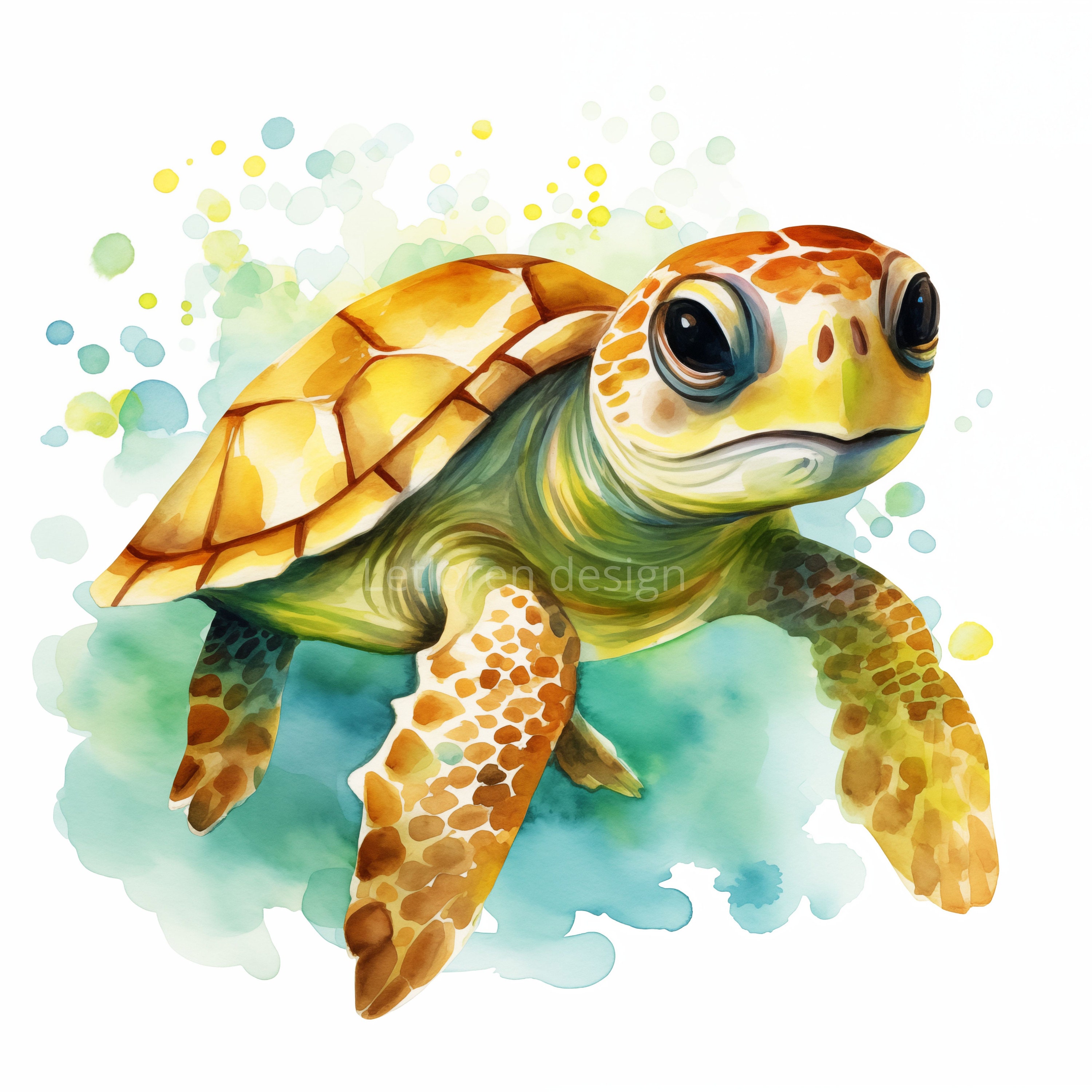 Sea Turtle Clipart Bundle, Watercolor Clipart Turtle, Turtle Watercolor ...