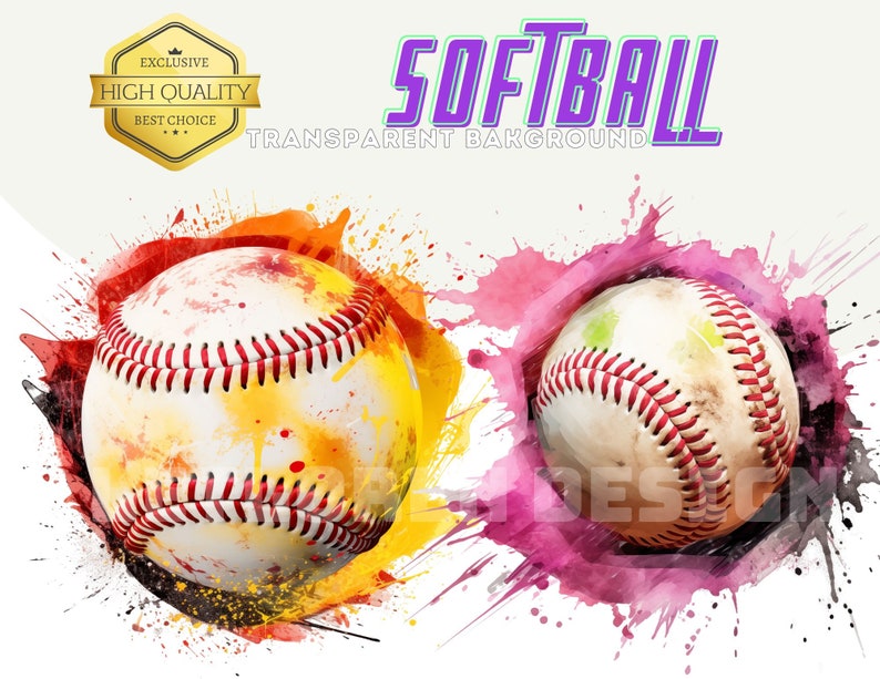 Softball Clipart, Splatter Softball Png, Softball Balls Sublimation ...
