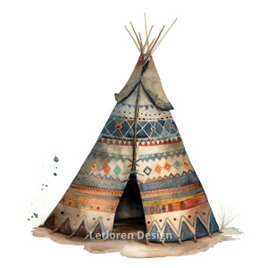 Native American Indian Tent Clipart, Boho Clipart, Printable Watercolor ...