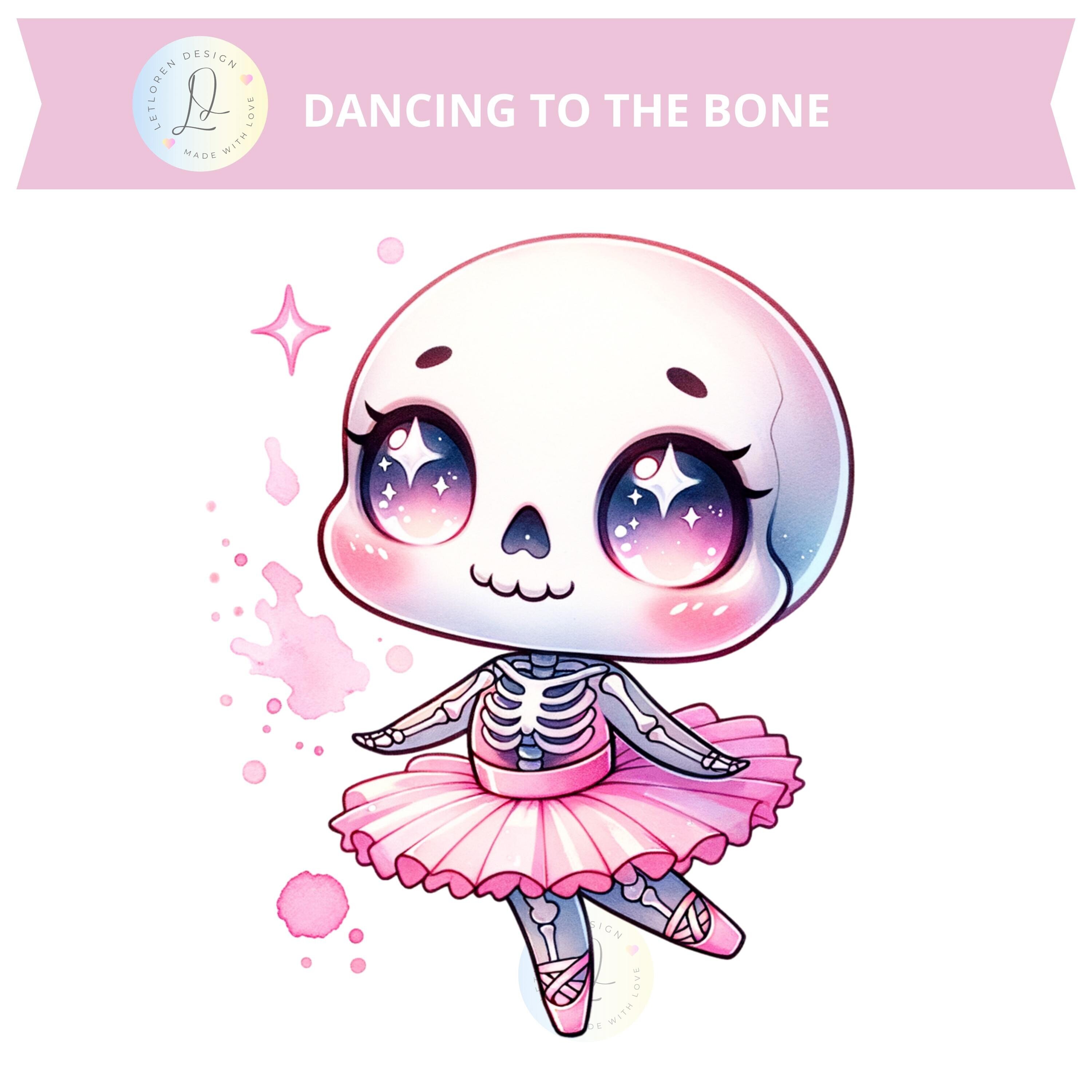Kawaii Ballet Skeleton PNG | Dancing Skeleton in Tutu Sublimation ...