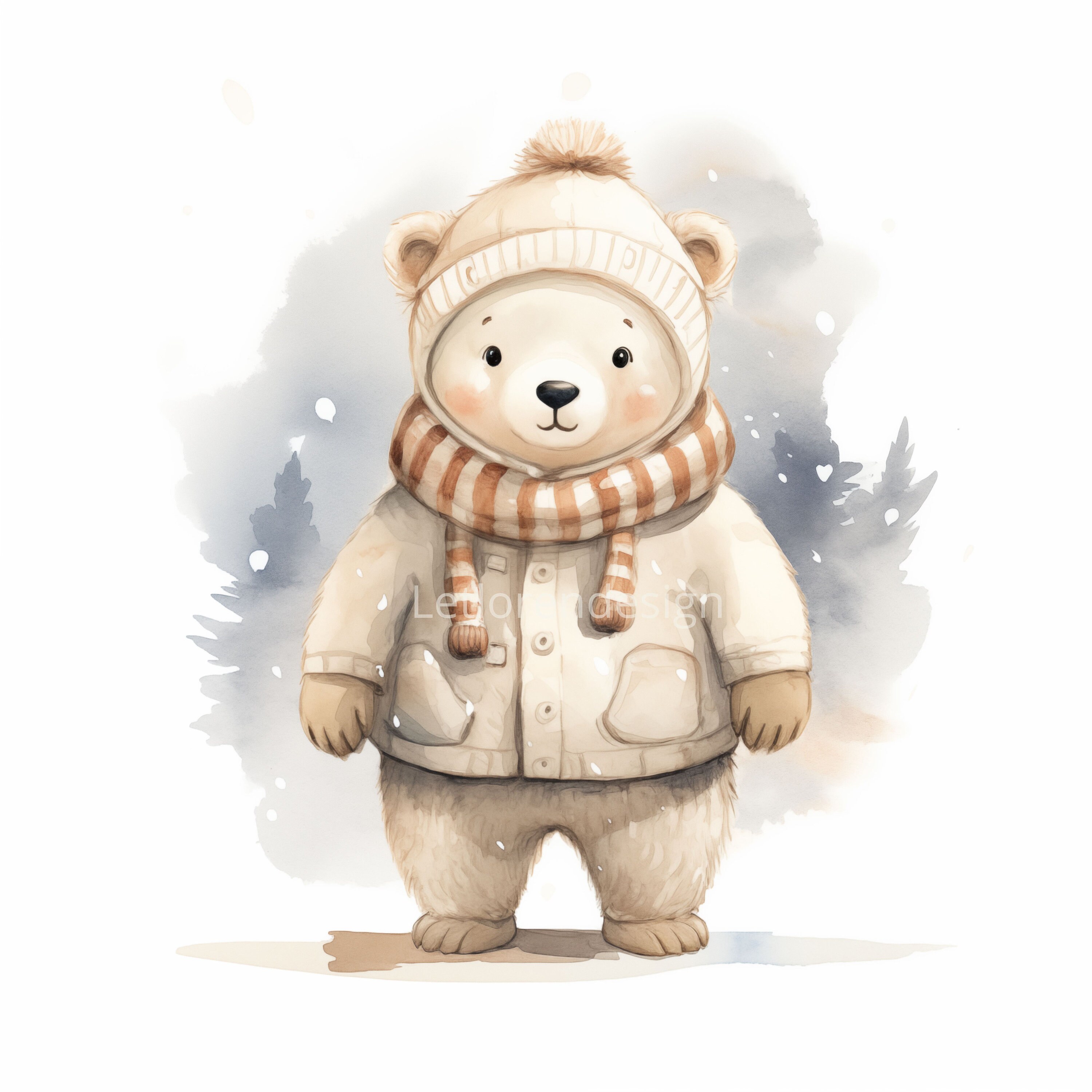 10 Christmas Bear Clipart, High Quality Jpgs, Cute Winter Clipart ...