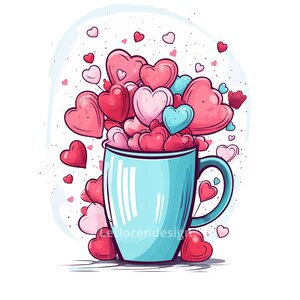 Cute Valentine Coffee Watercolor Clipart, Valentine's Day Graphics ...