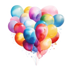 Colorful Party Balloons Clipart - 10 High Quality Jpgs - Digital ...
