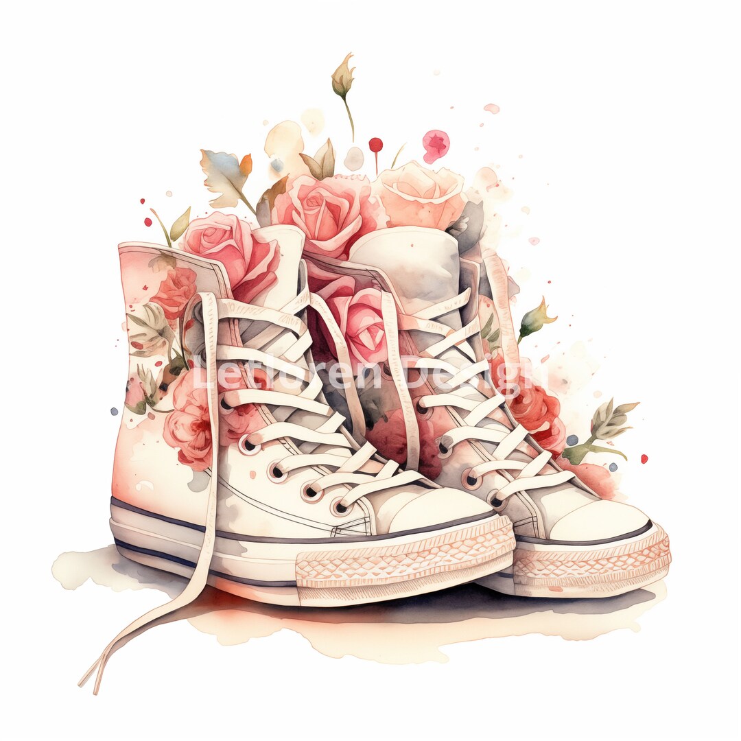 Converse Clipart, 10 Chuck All Star Sneakers, Watercolor Trainers ...