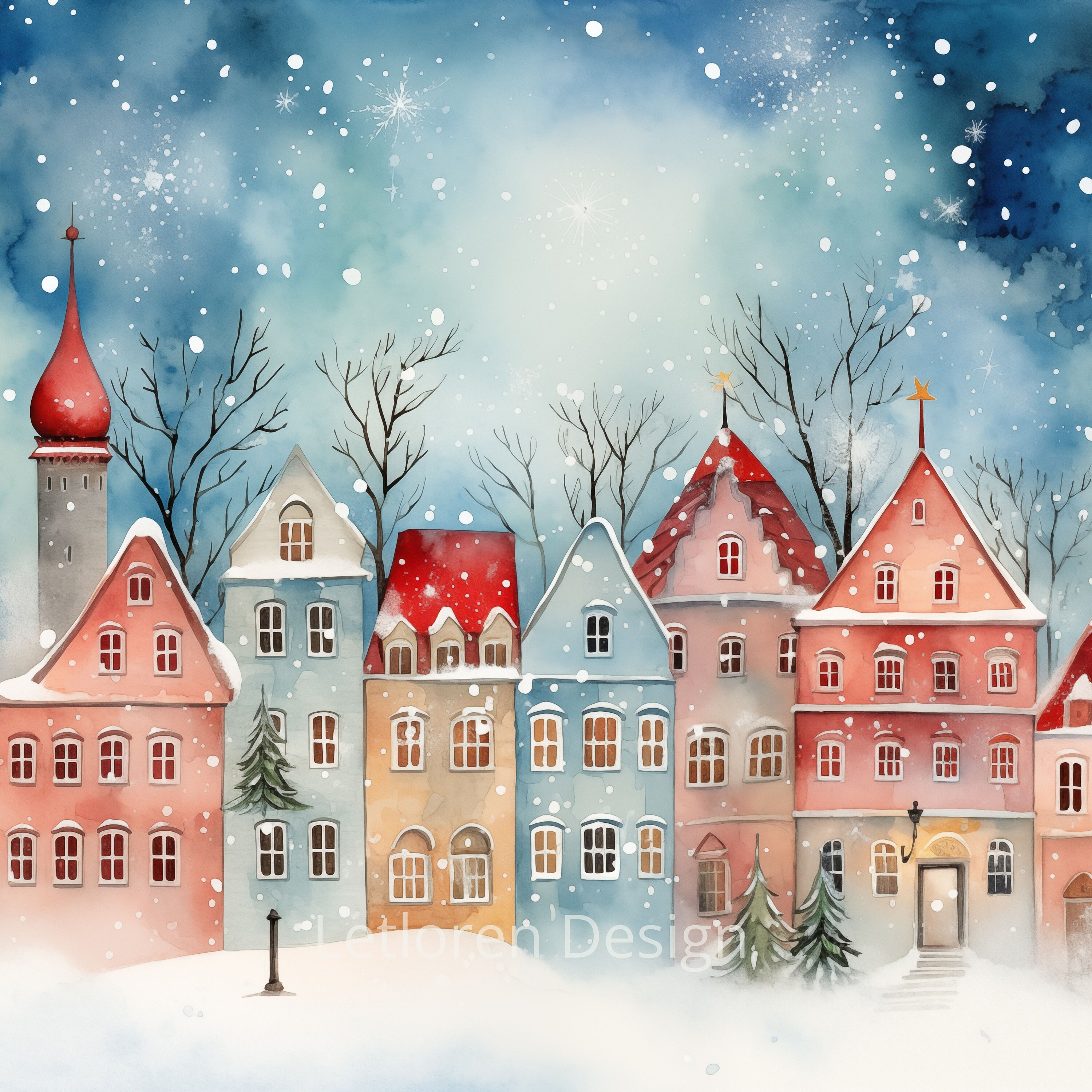 Christmas Houses Clipart Bundle, 10 High Quality Jpgs, Winter ...