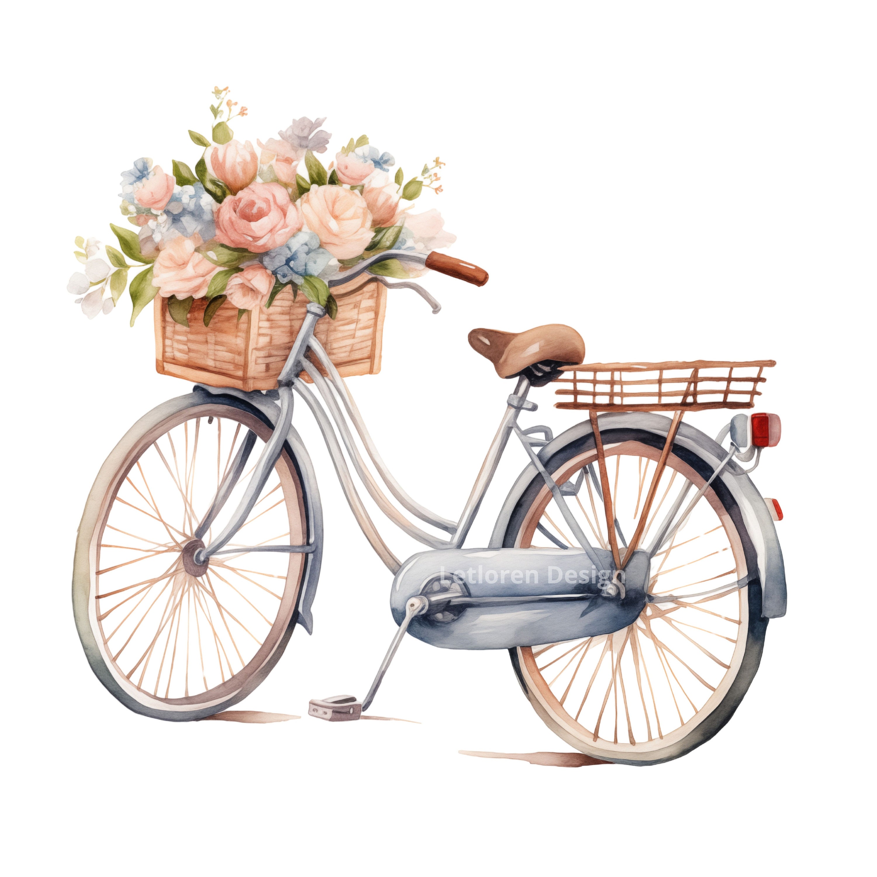 Floral Bicycles Clipart Set, 12 Vintage Bikes With Flowers Png, Wedding ...