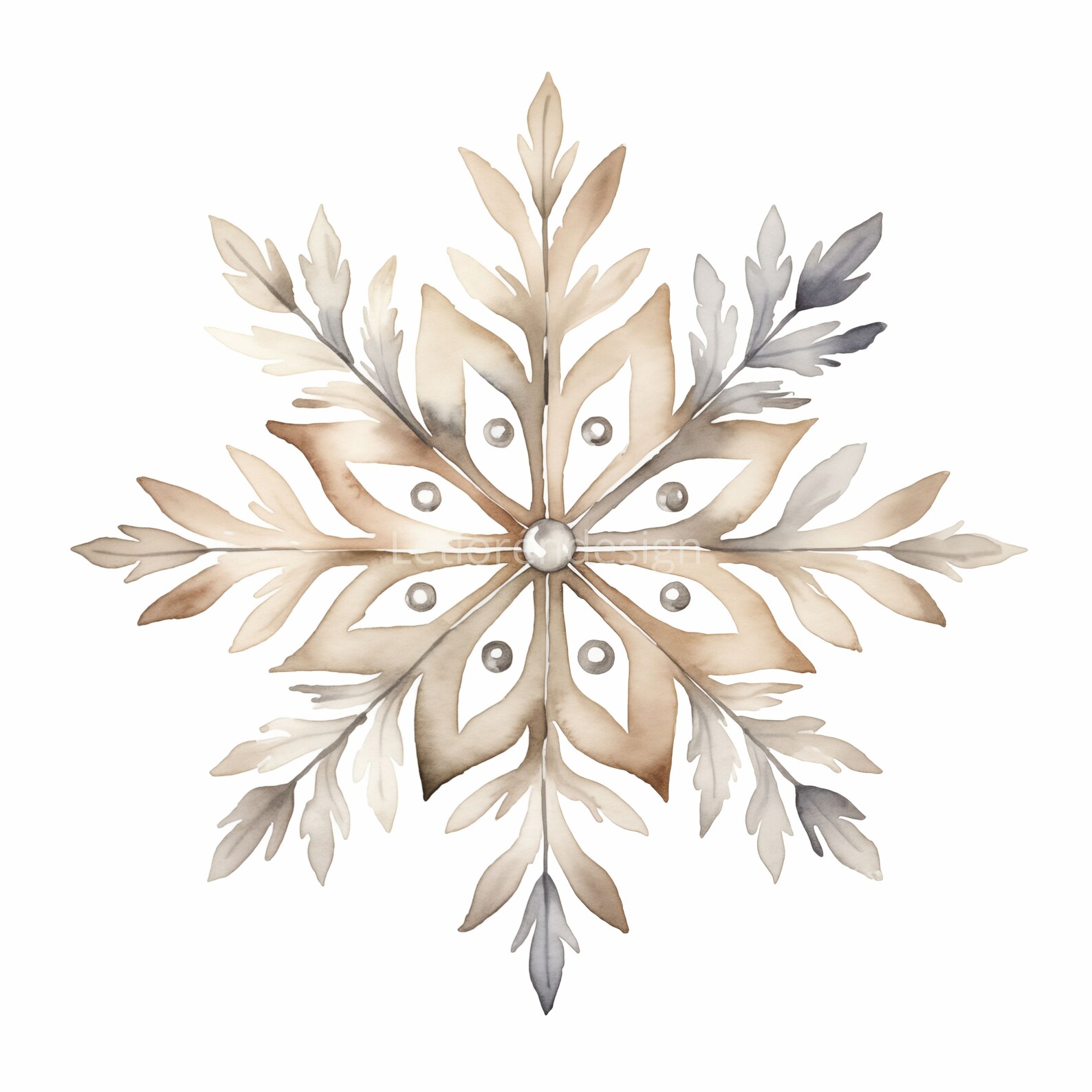10 Christmas Watercolor Snowflake Clipart, High Quality Jpgs, Cute ...