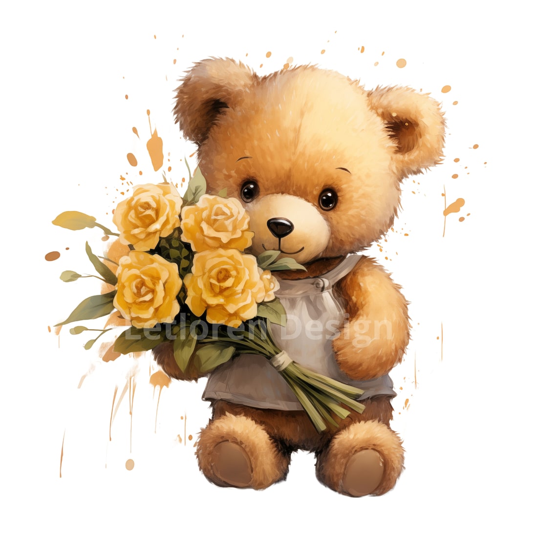 Watercolor Teddy Bear Clipart Bundle, Cute Bear, 15 High Quality Jpgs ...