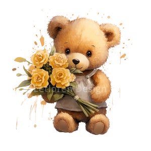 Watercolor Teddy Bear Clipart Bundle, Cute Bear, 15 High Quality Jpgs ...