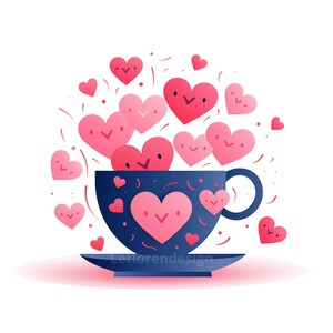 Cute Valentine Coffee Watercolor Clipart, Valentine's Day Graphics ...