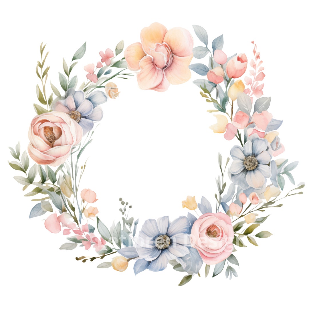 Floral Wreath PNG Flower Frame PNG Watercolor Wreath Clipart Flower ...