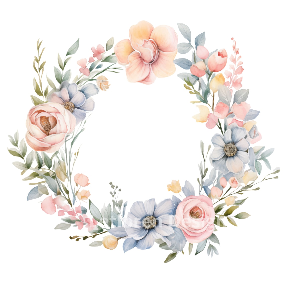 Floral Wreath PNG Flower Frame PNG Watercolor Wreath Clipart Flower ...