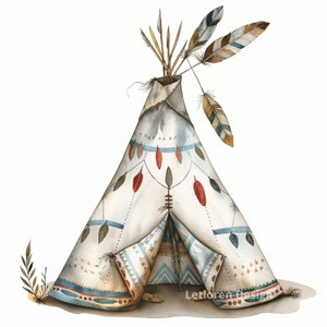 Native American Indian Tent Clipart, Boho Clipart, Printable Watercolor ...