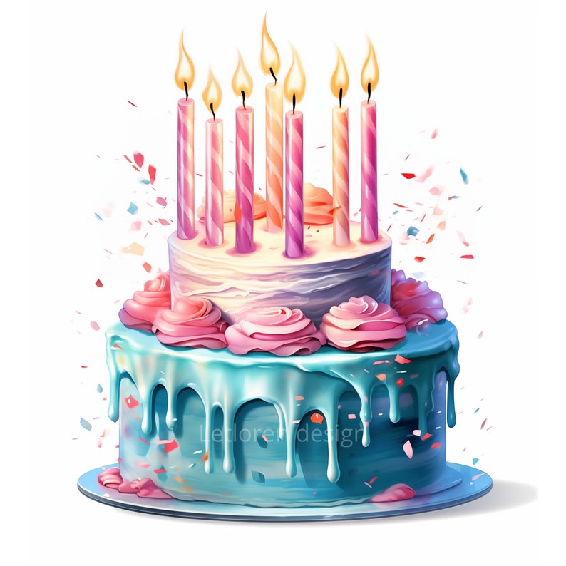 Pastel Birthday Cake Clipart Bundle, 10 High Quality JPG, Pastel ...