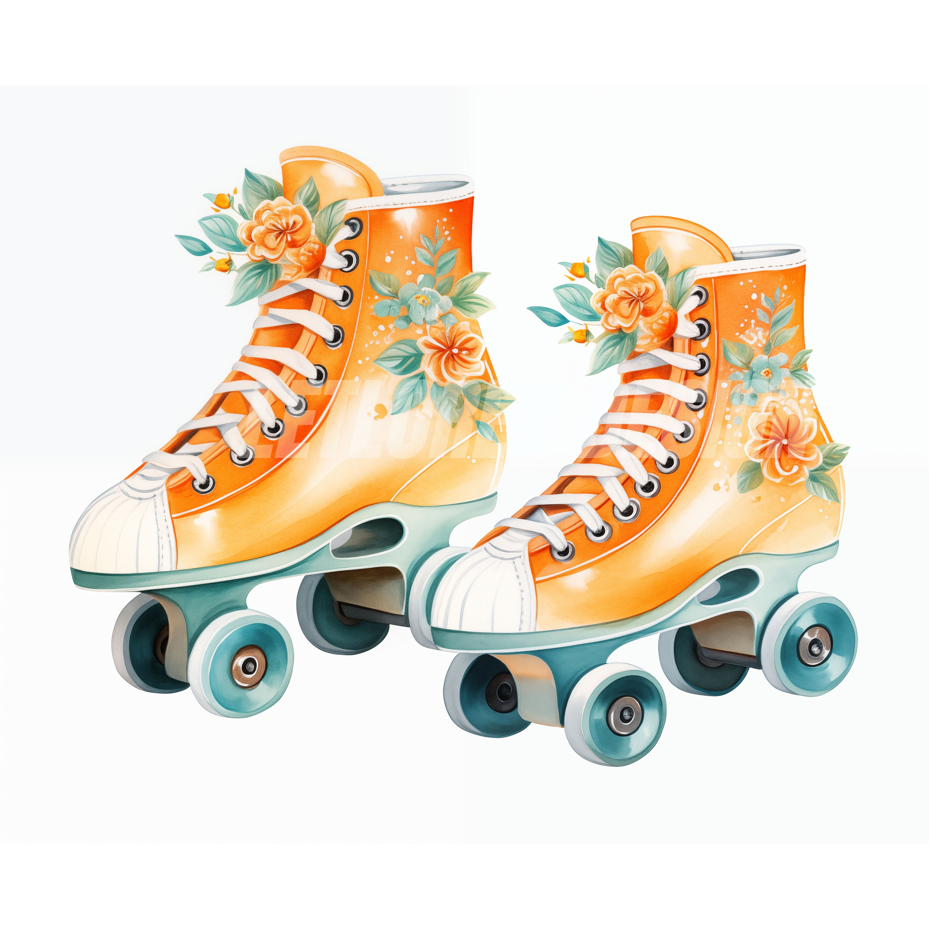 Retro Roller Skate Clipart Bundle 10 High Quality Pngs Digital ...