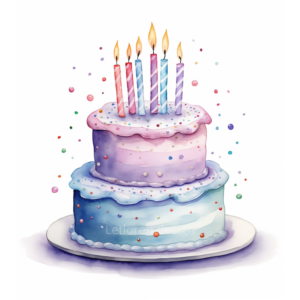 Pastel Birthday Cake Clipart Bundle, 10 High Quality JPG, Pastel ...