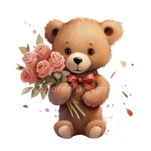 Watercolor Teddy Bear Clipart Bundle, Cute Bear, 15 High Quality Jpgs ...