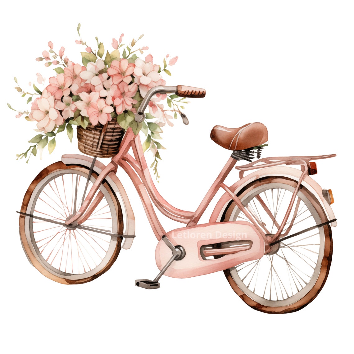 Floral Bicycles Clipart Set, 12 Vintage Bikes With Flowers Png, Wedding ...