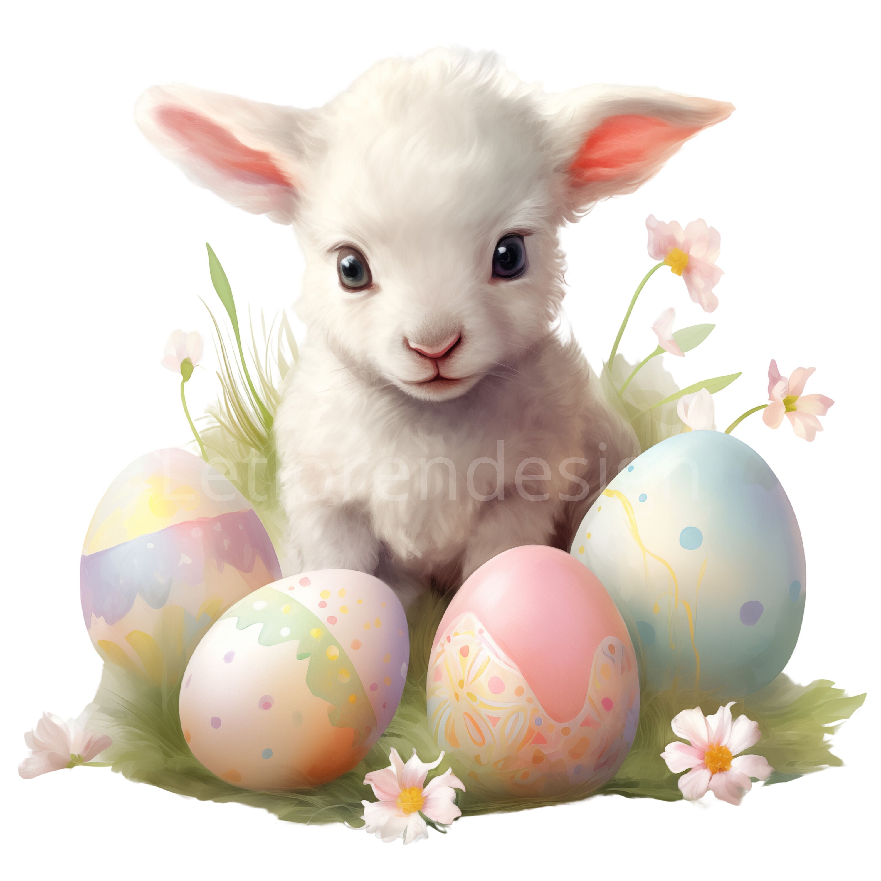Watercolor Easter Lambs PNG Cute Lamb Clipart Baby Sheep Clipart Spring ...