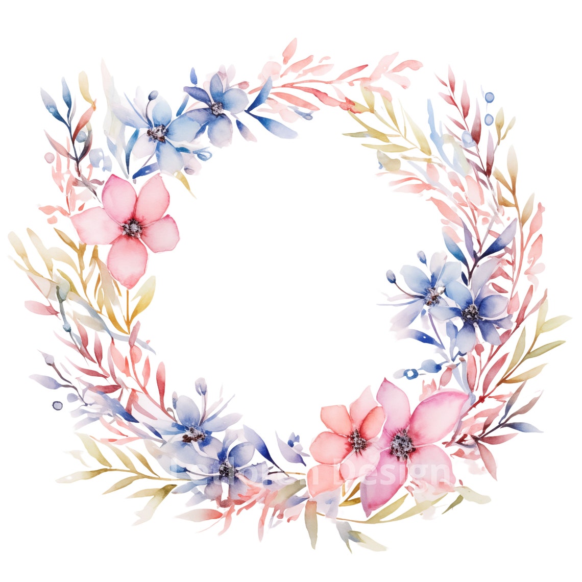 Floral Wreath PNG Flower Frame PNG Watercolor Wreath Clipart Flower ...