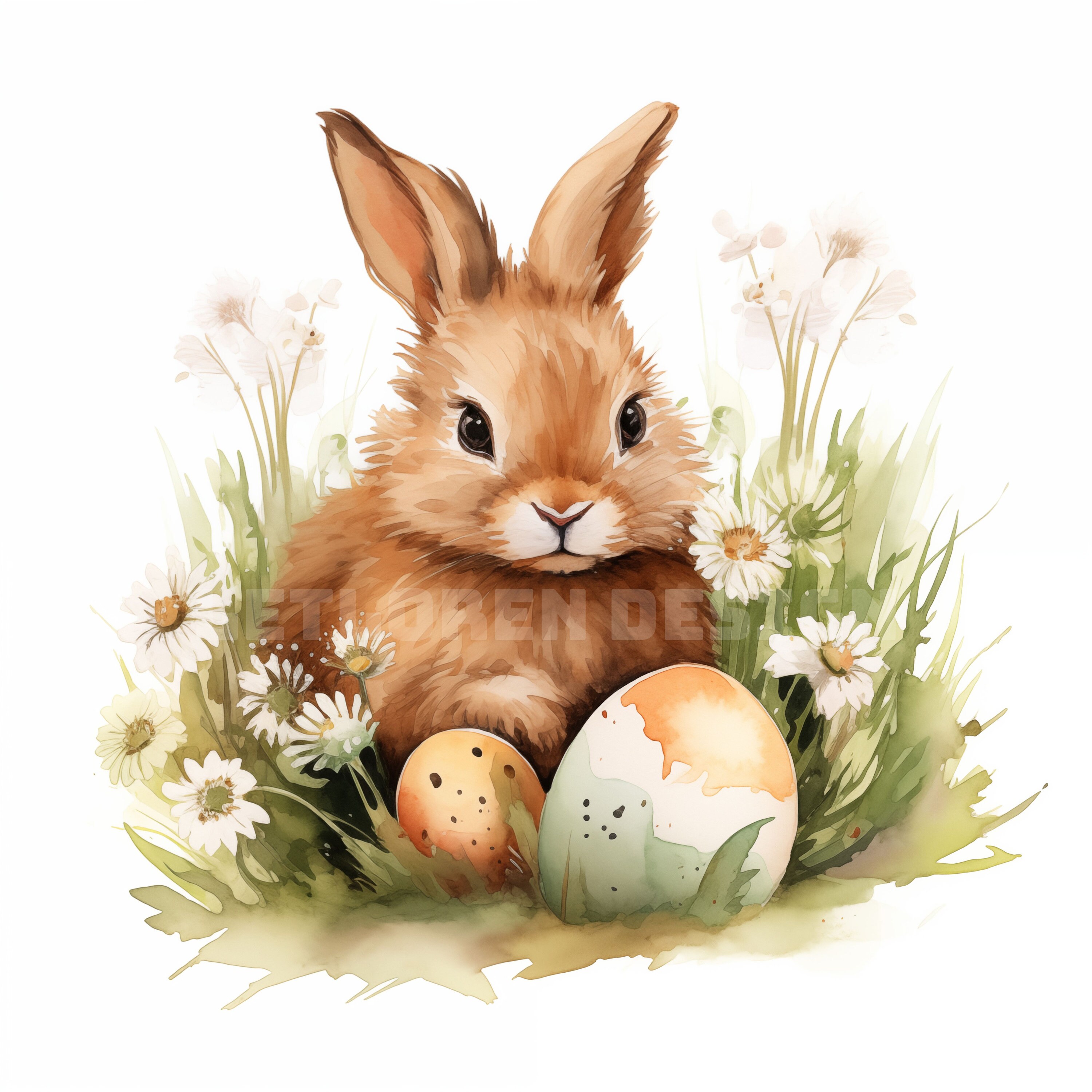 16 Easter Bunny Clipart, Rabbit Clipart, Printable Watercolor Clipart ...