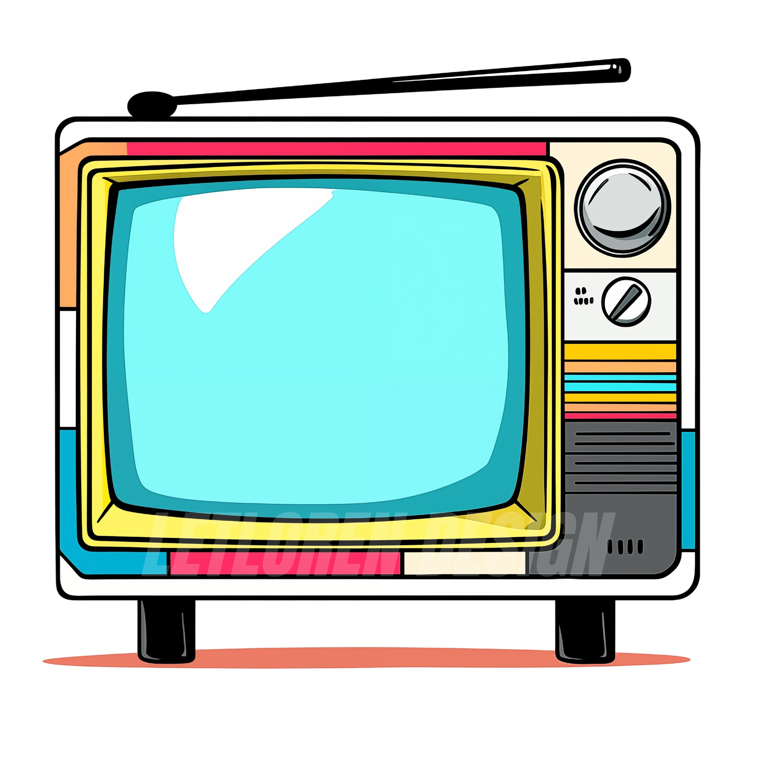 Retro Television Clipart, Tv Clipart, Vintage Television Clipart Set ...