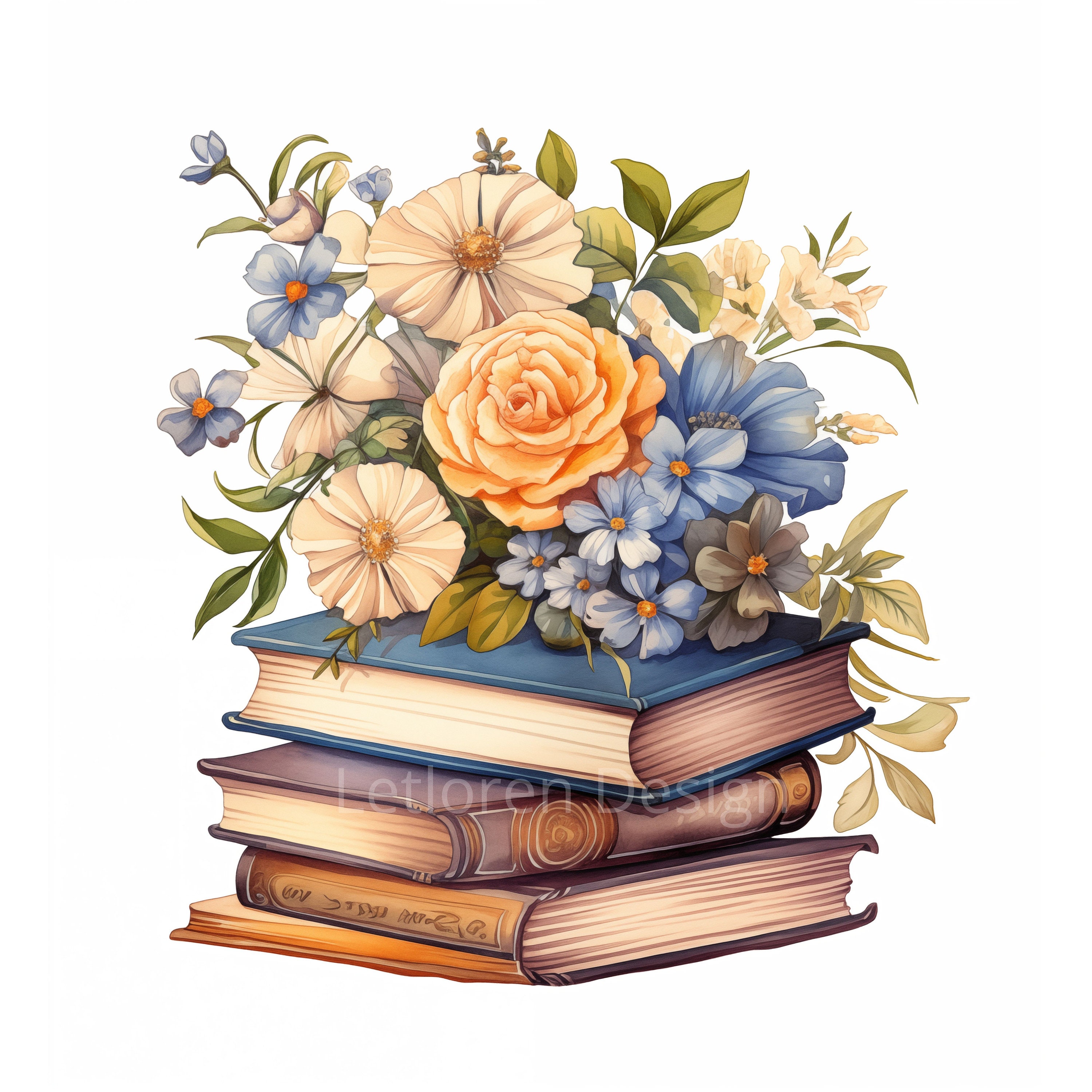 Watercolor Books Clipart, 10 High Quality Jpgs, Painted Book Clipart ...