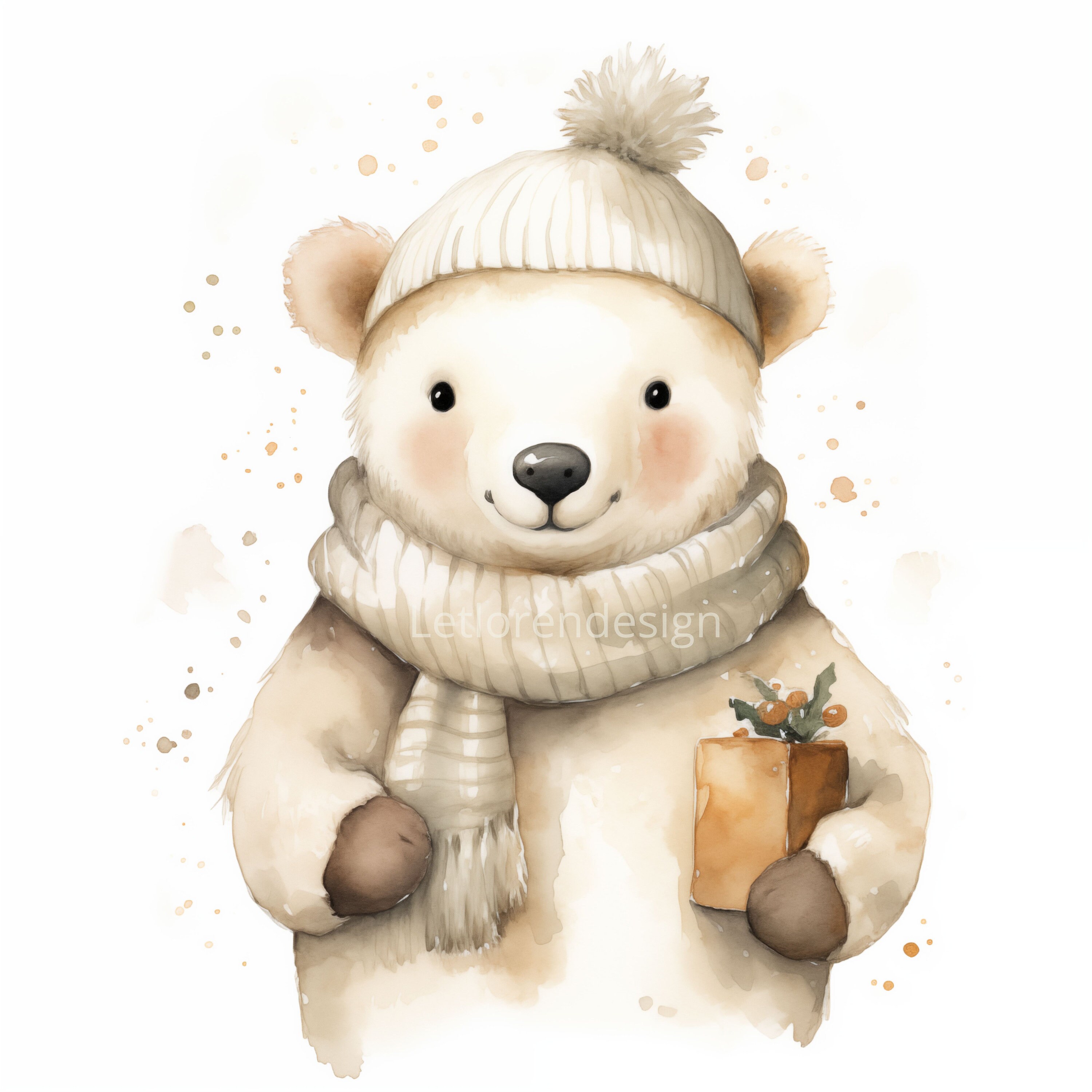 10 Christmas Bear Clipart, High Quality Jpgs, Cute Winter Clipart ...