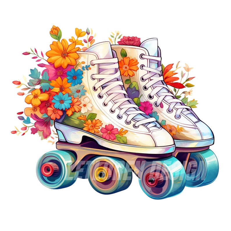 Retro Roller Skate Clipart Bundle - 10 High Quality Pngs - Digital ...