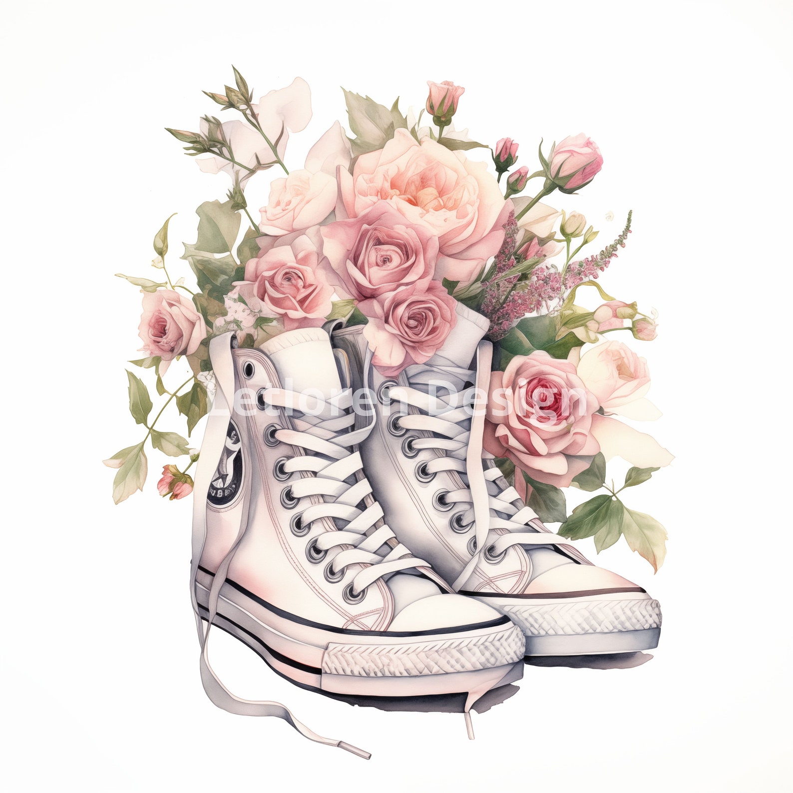 Converse Clipart, 10 Chuck All Star Sneakers, Watercolor Trainers ...