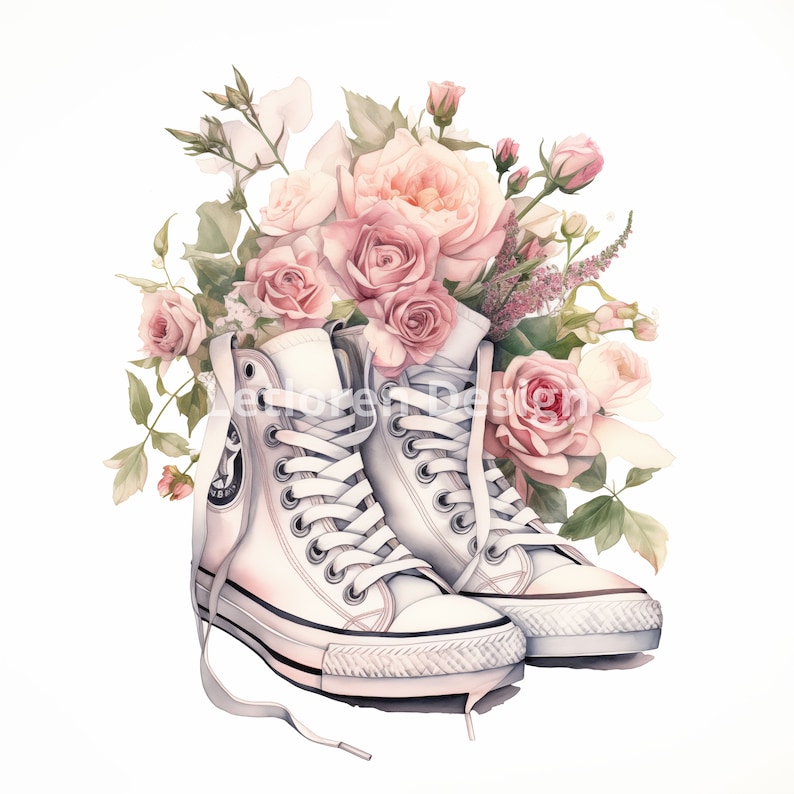 Converse Clipart, 10 Chuck All Star Sneakers, Watercolor Trainers ...